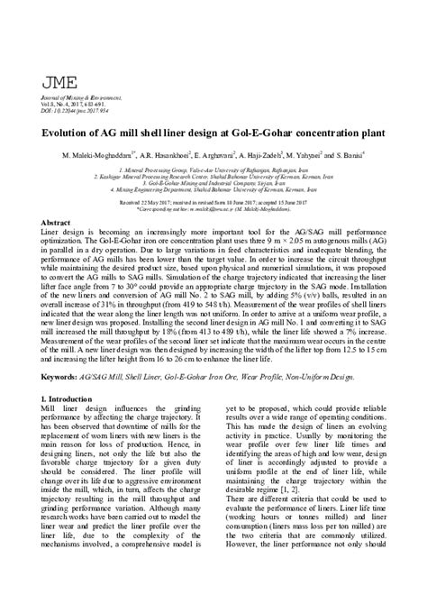 Pdf Converting Ag To Sag Mills The Gol E Gohar Iron Ore Company Case