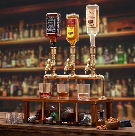 Dispenser For Home Bar Industrial Style Alcohol Liquor Bottle Pourers