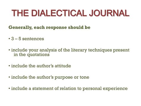 PPT THE DIALECTICAL JOURNAL PowerPoint Presentation Free Download ID