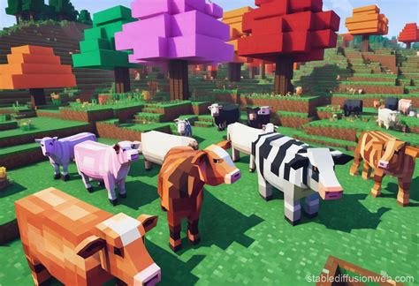 Aesthetic Animal Farm Build In Minecraft With High Graphics Prompts