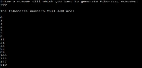 C Program To Print The Terms Of Fibonacci Series Upto A Certain Number
