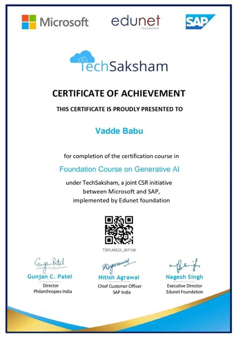 techsaksham generativeai microsoft sap vadde babu