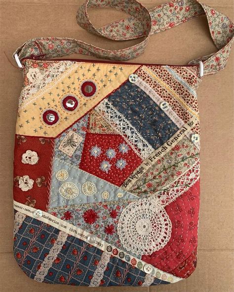 Crazy Patchwork Purse With Multicolored Fabric