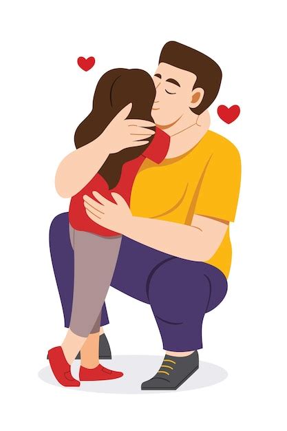 Padre Abrazando Hija Vector Premium