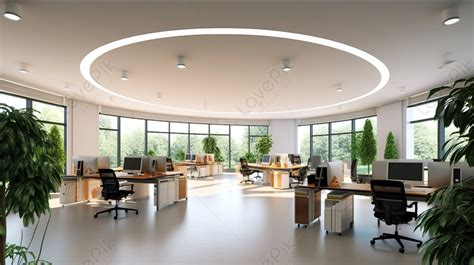 넓은 개방형 사무실 인테리어 디자인 환경을 사실적인 3d 렌더링으로 경험해 보세요 개방형 배경 사무실 의자 배경 사실 배경 이미지 Hd 개방형 사무실 의자 사실