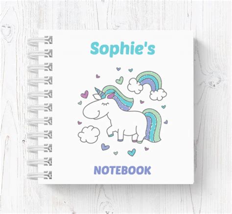 Personalised Unicorn Rainbow Mini Notebook Personalise Online Plus