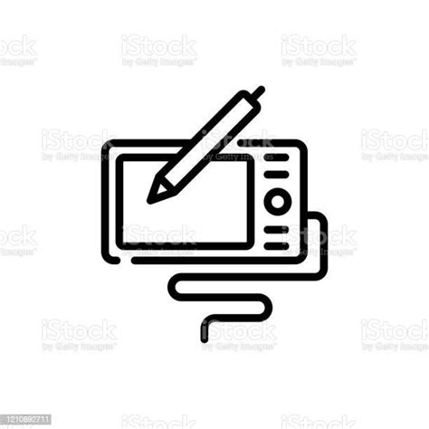 디지털 드로잉 아이콘 벡터 일러스트 라인 디자인 및 개발 스타일 아이콘 그래픽 사용자 인터페이스에 대한 스톡 벡터 아트 및 기타