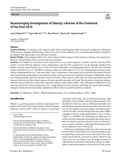 Pdf Neuroimaging Investigations Of Obesity A Review Of The Treatment