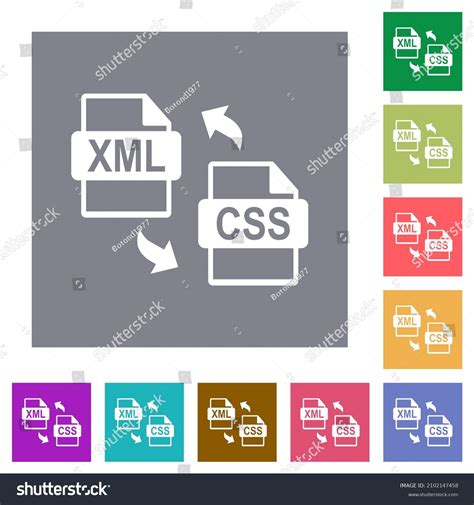 Xml Css File Conversion Flat Icons Stock Vector Royalty Free