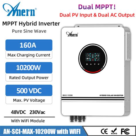Anern 102kw Solar Inverter 48v 160a Hybrid Off Grid Inverter Pure Sine