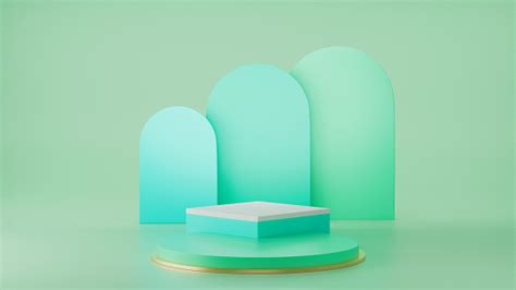 3d 렌더링 원시 적 모양 추상적 인 기하학적 배경 원통 연단 현대 최소한의 모형 빈 템플릿 녹색 금색 금속 그리드 빈 쇼케이스 상점 디스플레이 홍당무 녹색 파스텔 색상 0