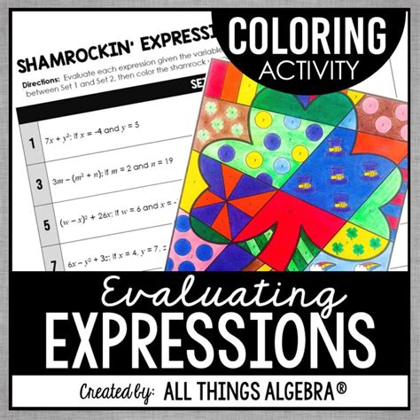Evaluating Expressions Coloring Activity All Things Algebra®