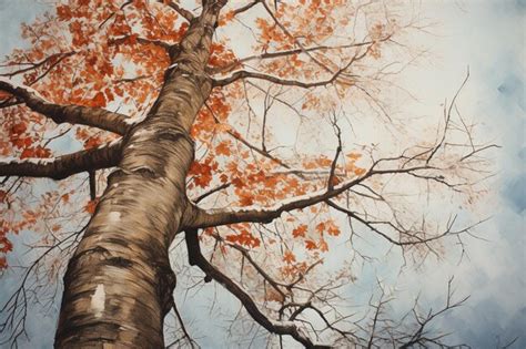 Premium Photo A Tree With Red Leaves And A Sky Background