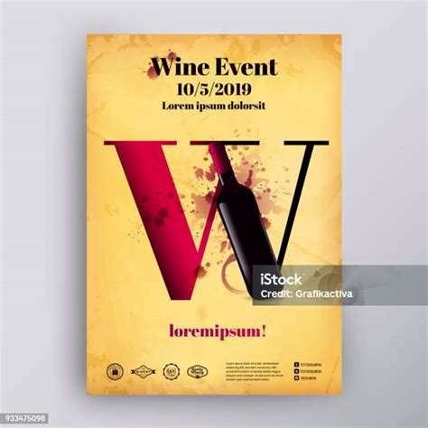 포스터 또는 책자 디자인 서식 파일 와인 편지 개념 및 와인 병 그림 오래 된 종이 배경 그리고 와인 얼룩입니다 레트로 스타일입니다 오래된에 대한 스톡 벡터 아트 및 기타