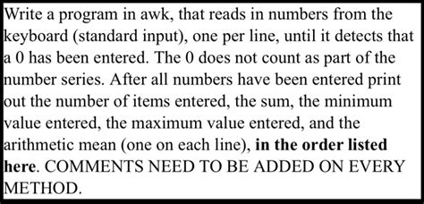 Solved Please Help Need It Done Soon Have To Write A Awk
