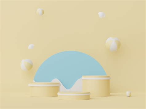 여름 컨셉으로 제품 프리젠 테이션을위한 3d 연단 스탠드 프리미엄 사진