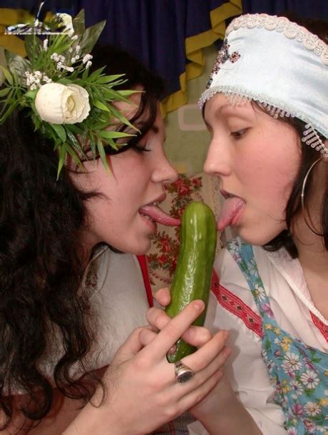 Lesbian Girls Wear Folk Costumes While Appeasing Twats With Fruits And