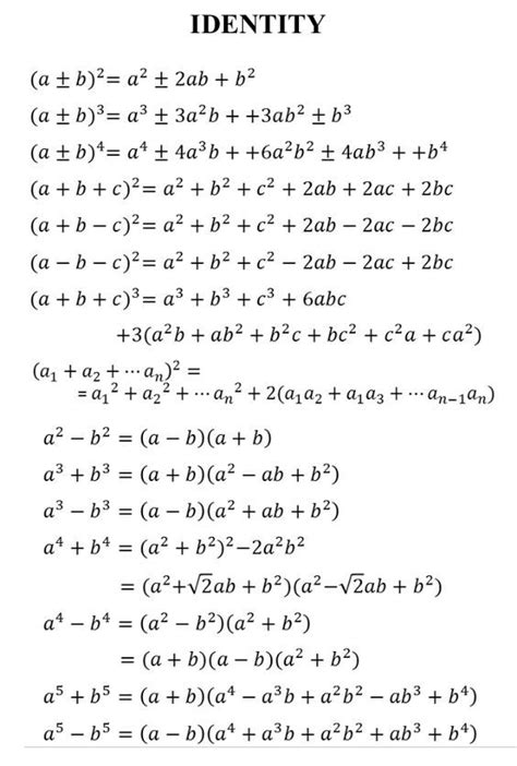 Important Algebraic Formulas Definition And Examples