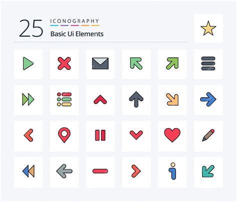 Premium Vector Basic Ui Elements 25 Line Filled Icon Pack Including Right Arrow Sms Left Arrow