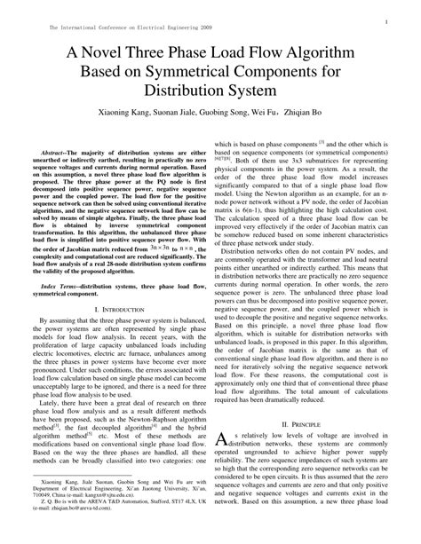 Pdf A Novel Three Phase Load Flow Algorithm Based On Symmetrical