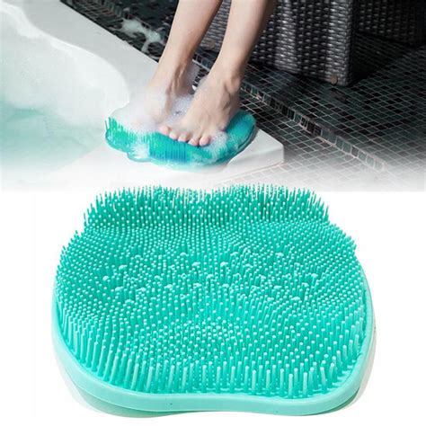 ᐉ Мочалка щетка массажная для душа силиконовая для спины и ног коврик на присосках Бирюзовый