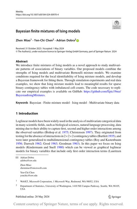 bayesian finite mixtures of ising models request pdf