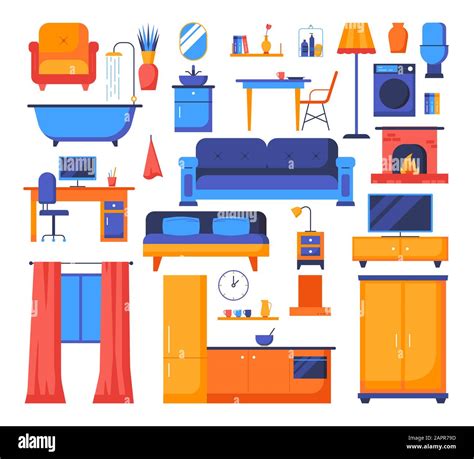 House Object Set Of Flat Design Style Elements Stock Vector Image