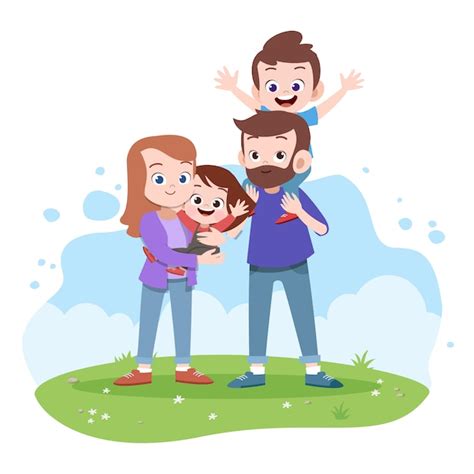 Ilustración De Vector De Familia Feliz Vector Premium