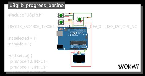 U8glib Progress Bar Ino Wokwi ESP32 STM32 Arduino Simulator
