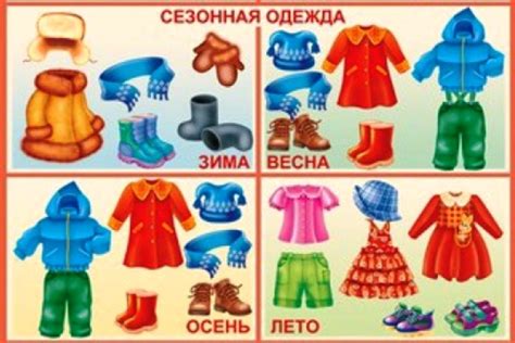 Виды одежды по сезонам картинки для детей