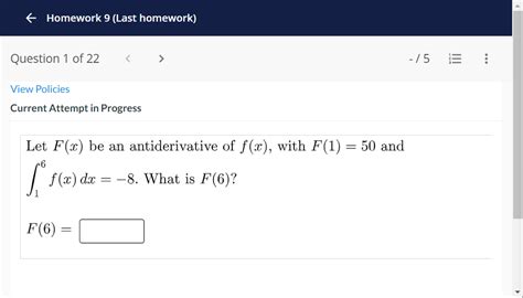 Solved F Homework 9 Last Homework Question 1 Of 22 Chegg Com