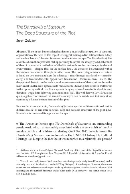 Pdf Daredevils Of Sassoun 2014