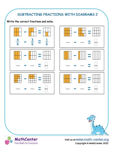 Subtracting Fractions With Diagrams 2 Worksheets Math Center