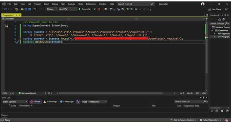 converting between json and csv in c
