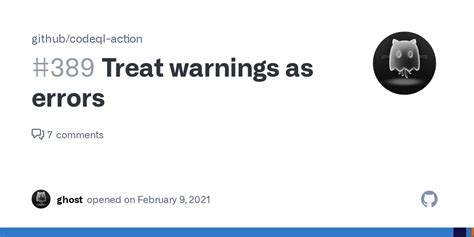 Treat Warnings As Errors · Issue 389 · Githubcodeql Action · Github