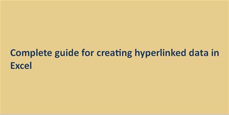 Guide For Creating Hyperlinke Data In Excel Complete Guide