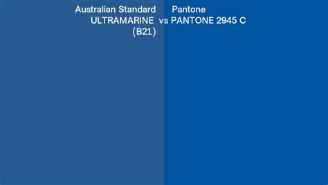 Australian Standard Ultramarine B21 Vs Pantone 2945 C Side By Side Comparison