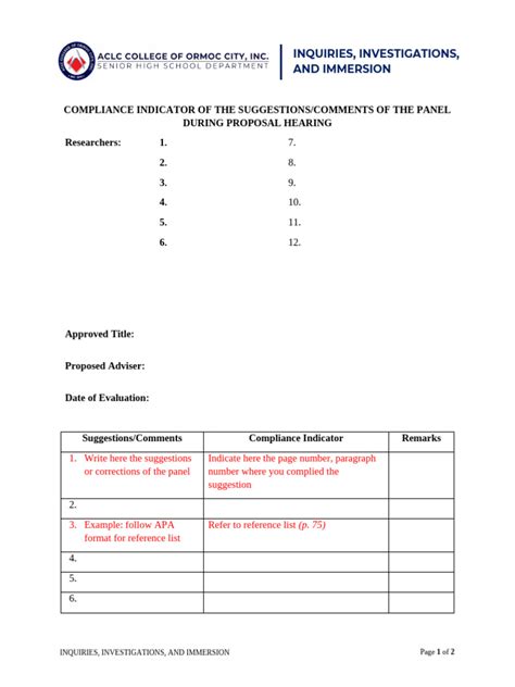 Compliance Indicator Pdf