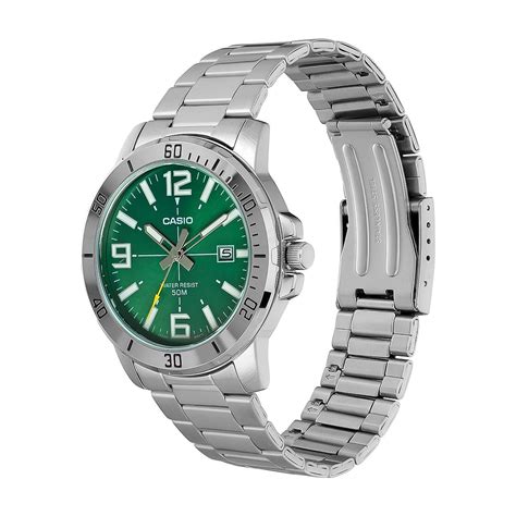 Casio Enticer Green Dial Mens Watch Mtp Vd01d 3bvudf