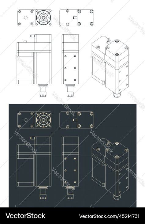 Cnc Router Head Blueprints Royalty Free Vector Image