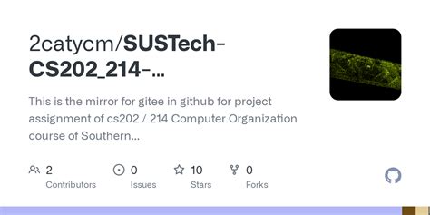 GitHub Catycm SUSTech CS Computer Organization Project This Is The Mirror For Gitee