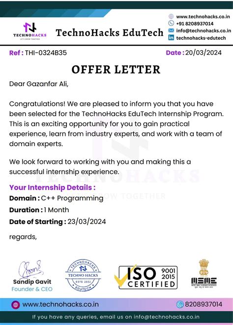 gazanfar ali on linkedin cplusplus technohacks internship