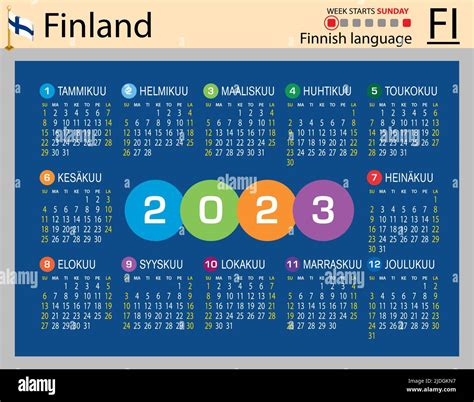 Finnish Horizontal Pocket Calendar For 2023 Two Thousand Twenty Three Week Starts Sunday New