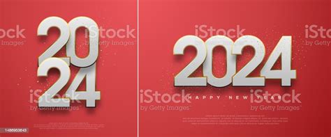 2024 숫자가 깨끗한 독특한 디자인 2024년 새해 복 많이 받으세요 인사말과 축하를 위한 벡터 디자인을 위한 배너 포스터 및 인사말 디자인 0명에 대한 스톡 벡터 아트