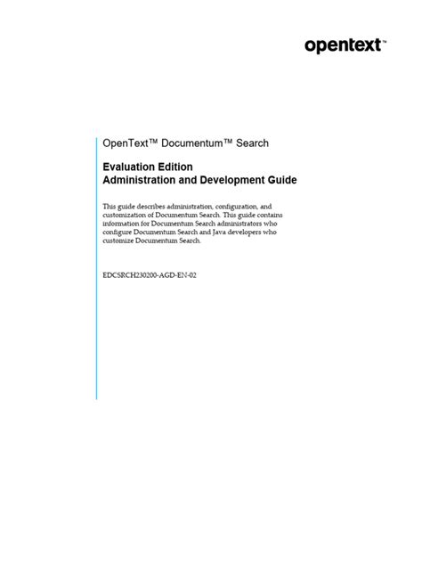 Opentext Documentum Search Ce 23 2 Evaluation Edition Administration And Development Guide