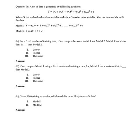 Solved Question 06 A Set Of Data Is Generated By Following