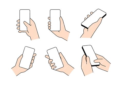 Premium Vector Hand Holding Mobile Phone Set Finger Touching Tapping Scrolling Smartphone