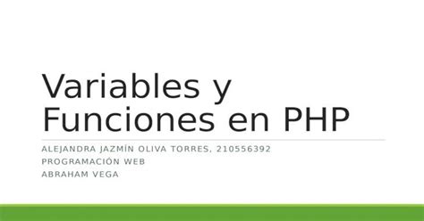Variables Y Funciones En Php Pptx Powerpoint