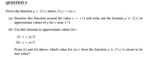 Solved Given The Function Y F X Where F X Sin X Chegg Com