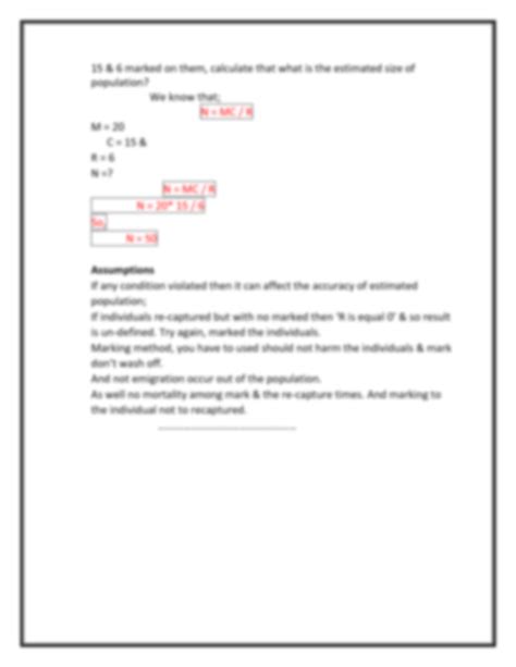 Solution Mark Recapture Method Example Studypool